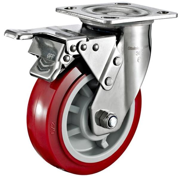 Braked 200mm | Heavy Duty Stainless Steel | Urethane Castor | 450KG ...